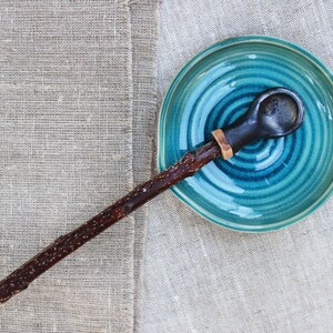 Blue Ocean Shell Spoon Rest, Turquoise Crackle Ceramic Spoon Holder ...