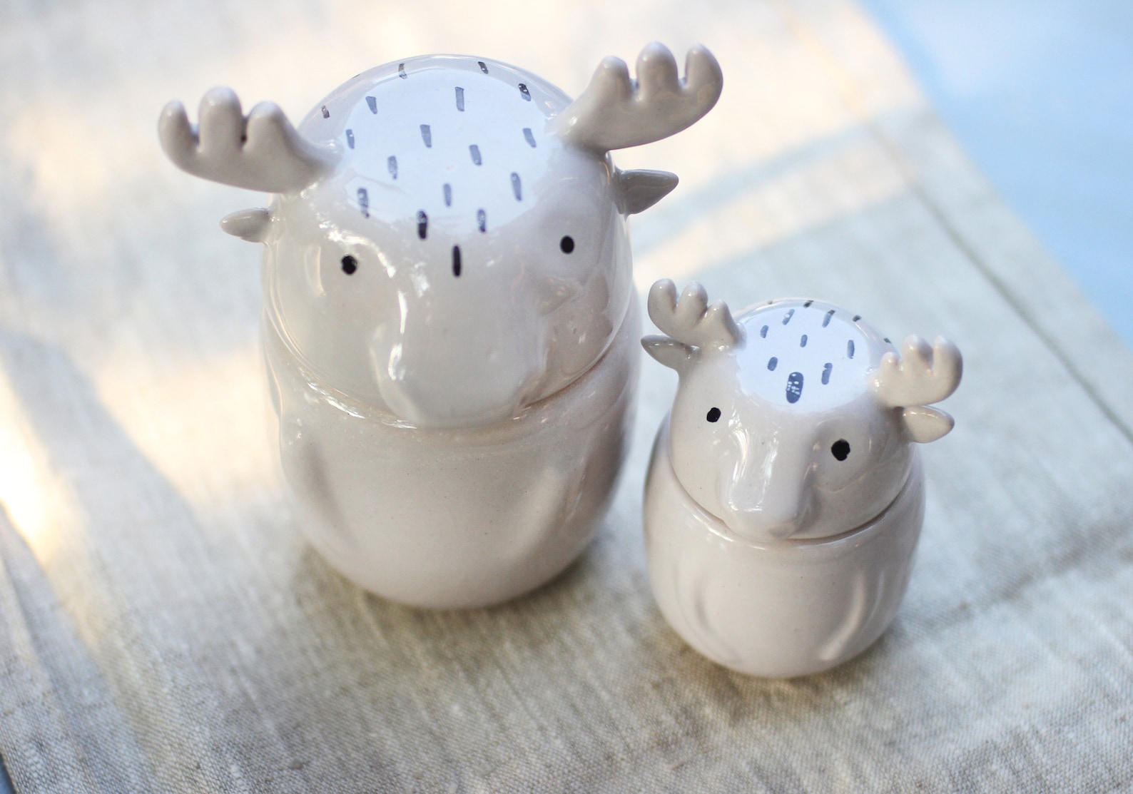 Elk Tea Coffee Container Pottery Bowl With Lid Ceramic Moose | Etsy