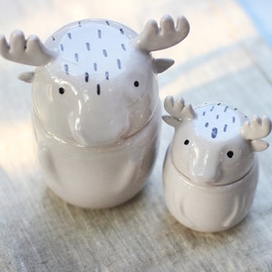 Elk Tea Coffee Container, Pottery Bowl With Lid, Ceramic Moose Jar ...