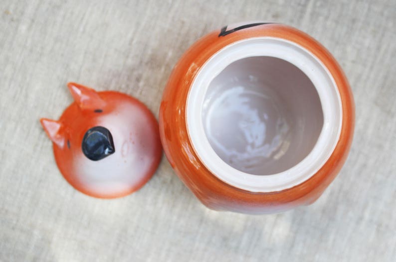 Fox Pottery Jar Ceramic Canister Lidded Sugar Bowl Storage | Etsy