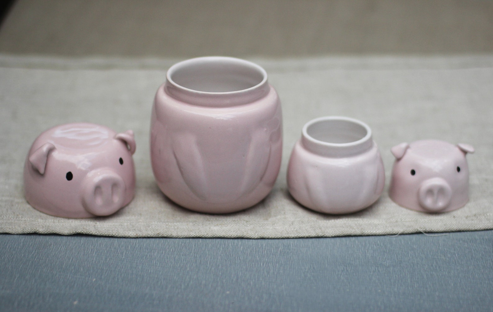 Pig Storage Jar With Lid Large and Small Pottery Canister | Etsy