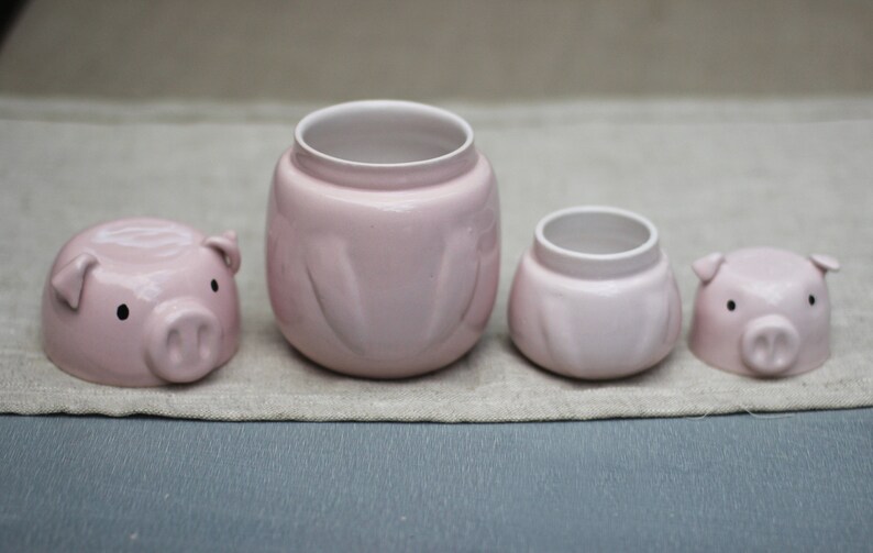 Pig Storage Jar With Lid Large and Small Pottery Canister | Etsy