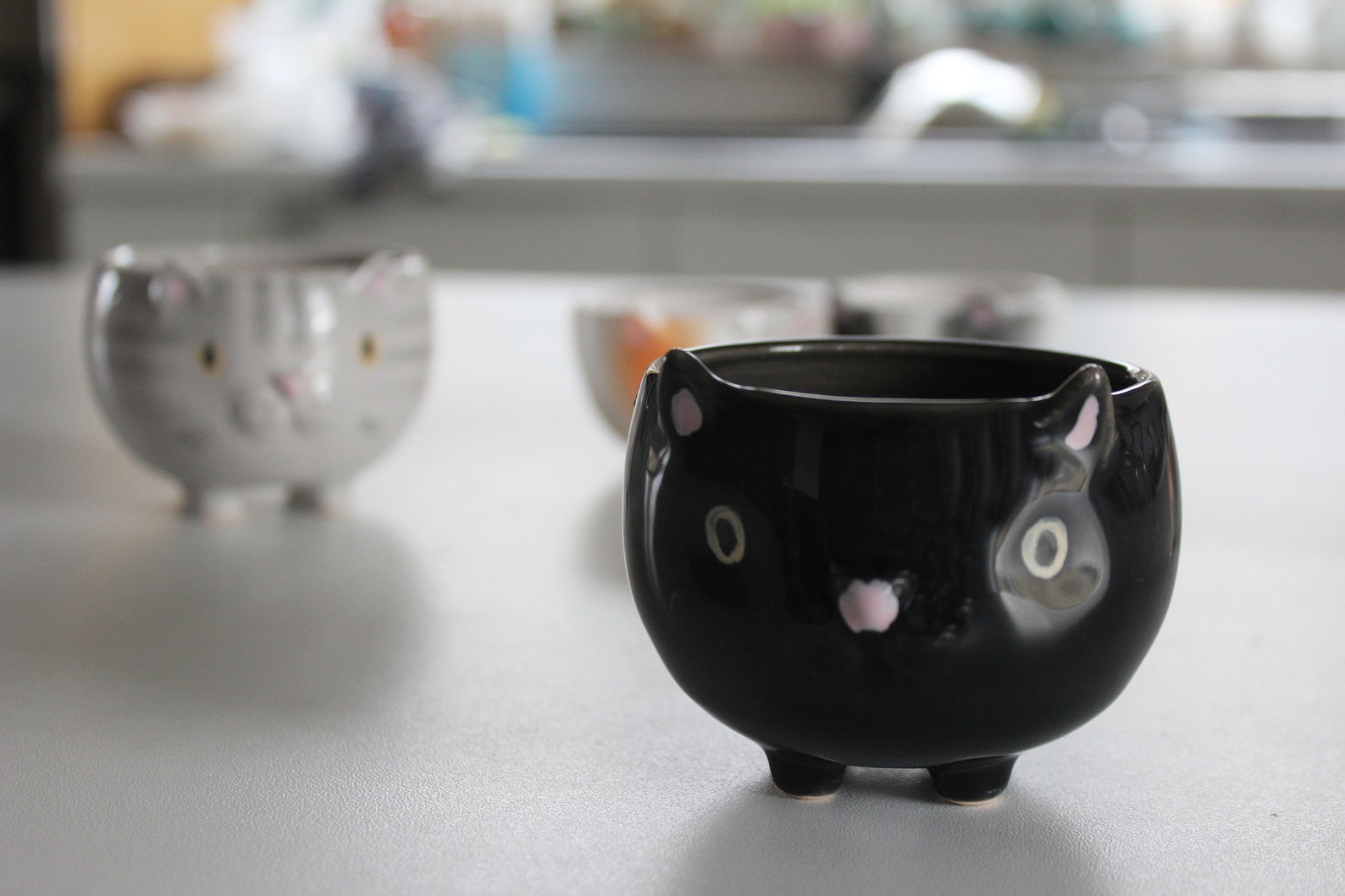 Cat Pottery Indoor Flower Pot Black Gray White Orange Kitty | Etsy