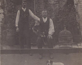 Original 1910s Family & Cute Jack Russell Terrier Real Photo Postcard ...