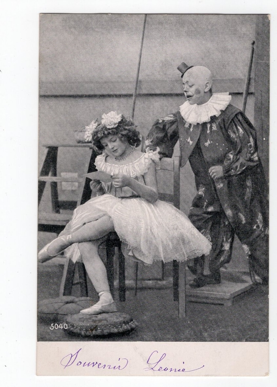 1900s Little Boy Pierrot Clown & Ballerina Antique Postcard - Vintage ...