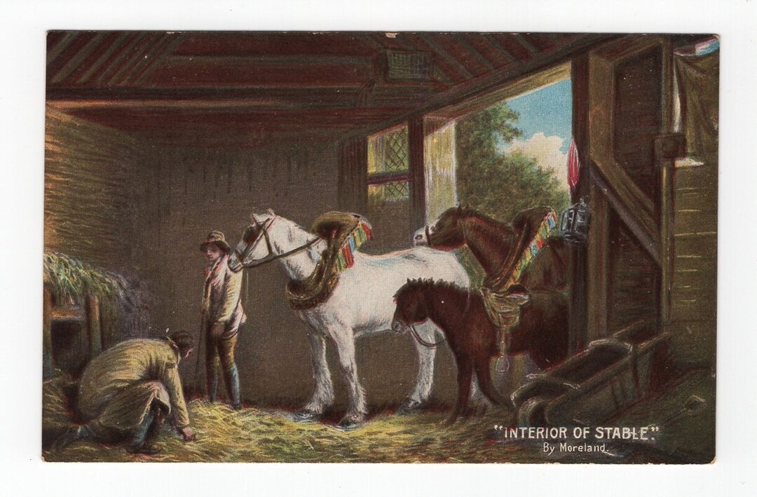 Original 1900s Working Horses & Stable Antique Postcard - Vintage ...