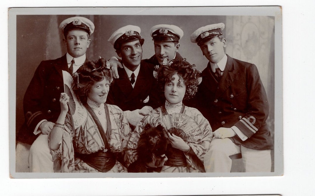 1900s Women Dressed as Geishas & Merchant Navy Sailors Real Photo ...