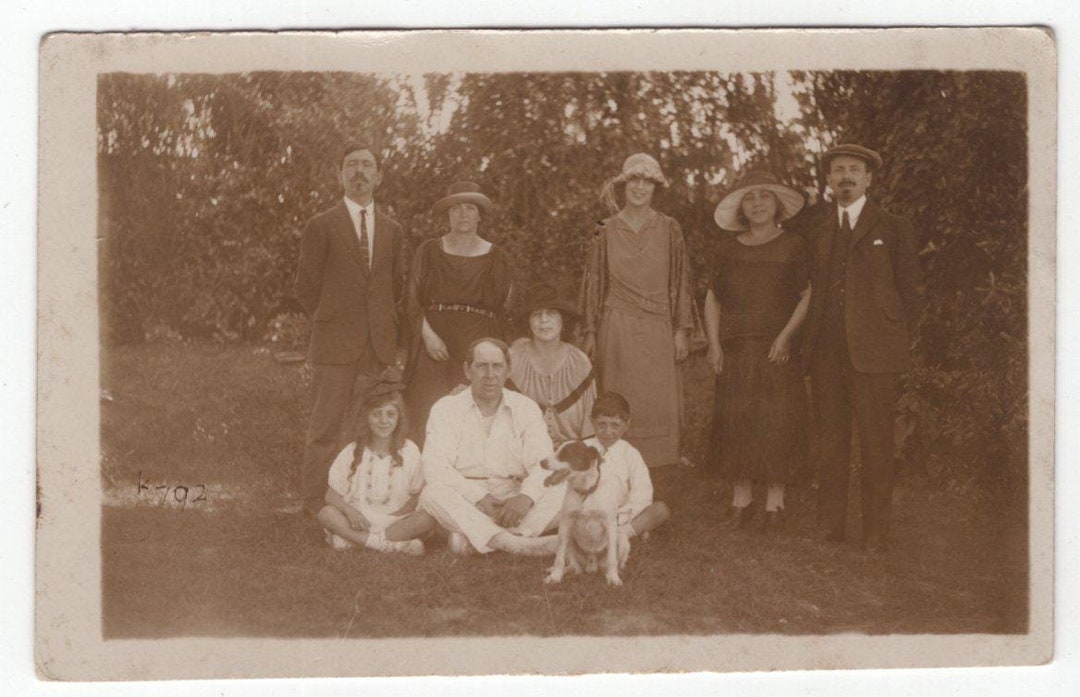 Original 1910s Family & Jack Russell Terrier Real Photo Postcard ...
