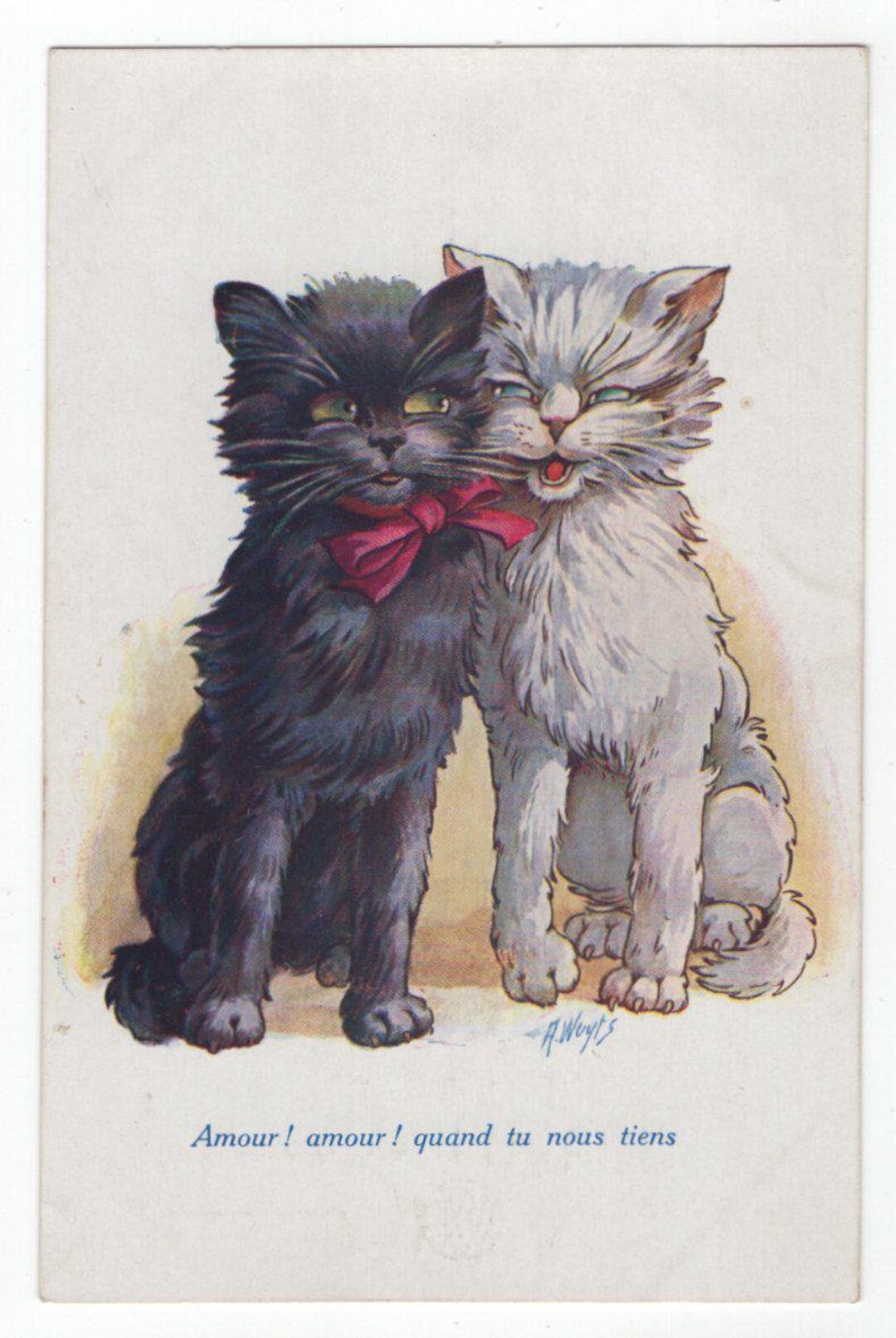 Original 1900s Cats Artist A. Wuyts Signed Illustrated Postcard ...