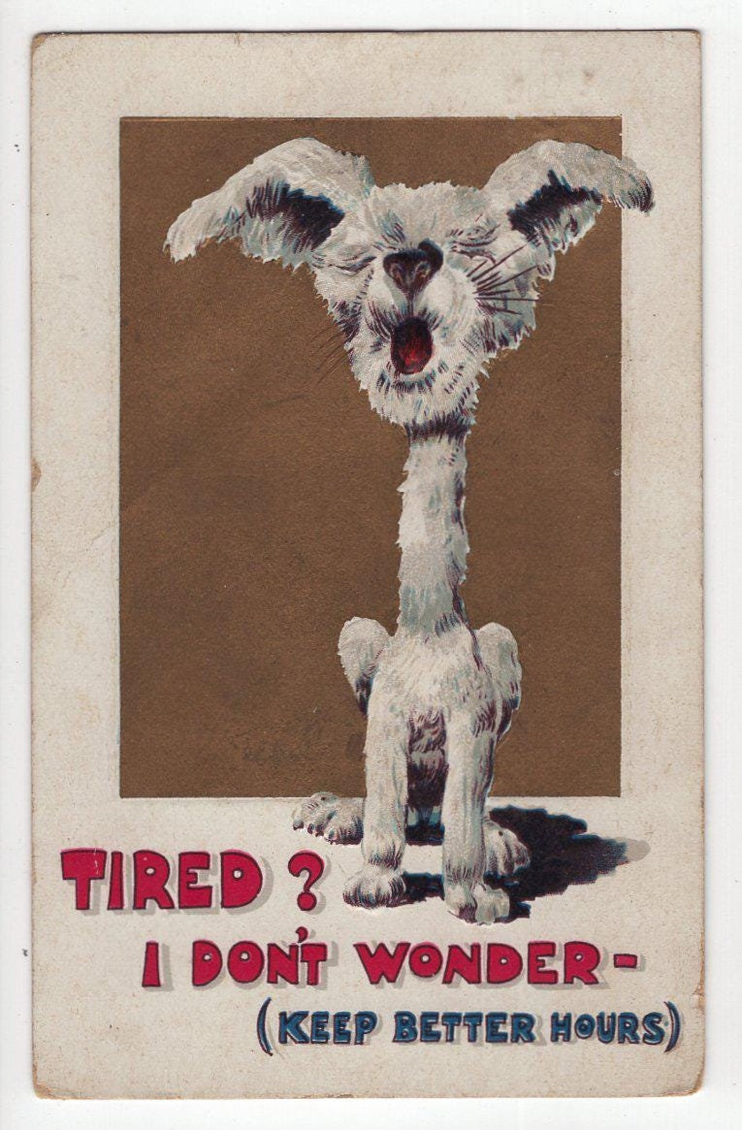 Original 1910s Comic Dog Artist Signed Illustrated Postcard - Vintage ...