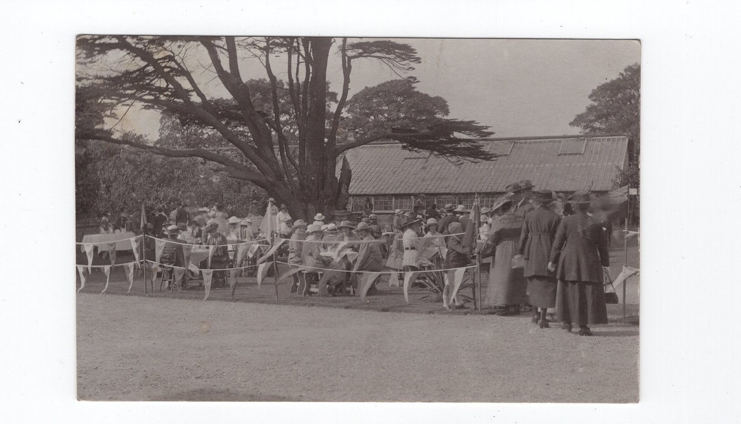 Original 1900s Large Group of People at a Picnic Real Photo Postcard ...