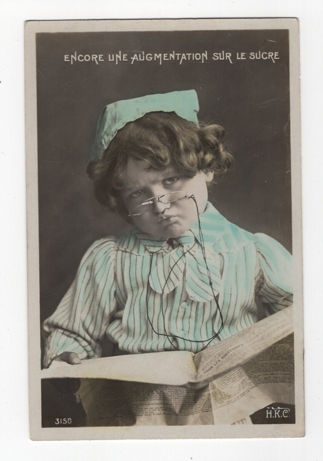 1900s Grumpy Little Boy Wearing Glasses Antique Real Photo Postcard ...