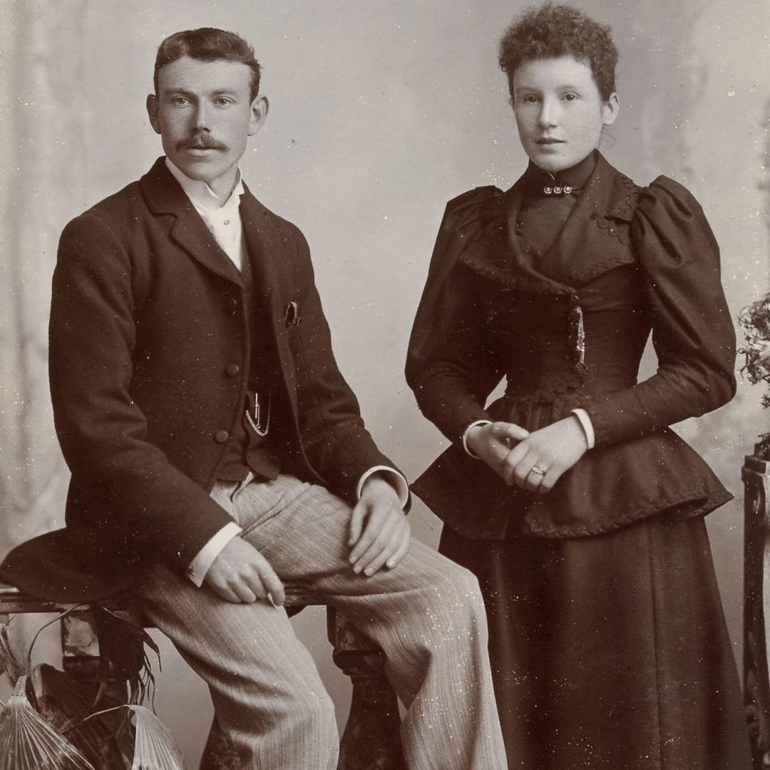 Original 1880s Attractive Young Couple Victorian Cabinet Card - Antique ...