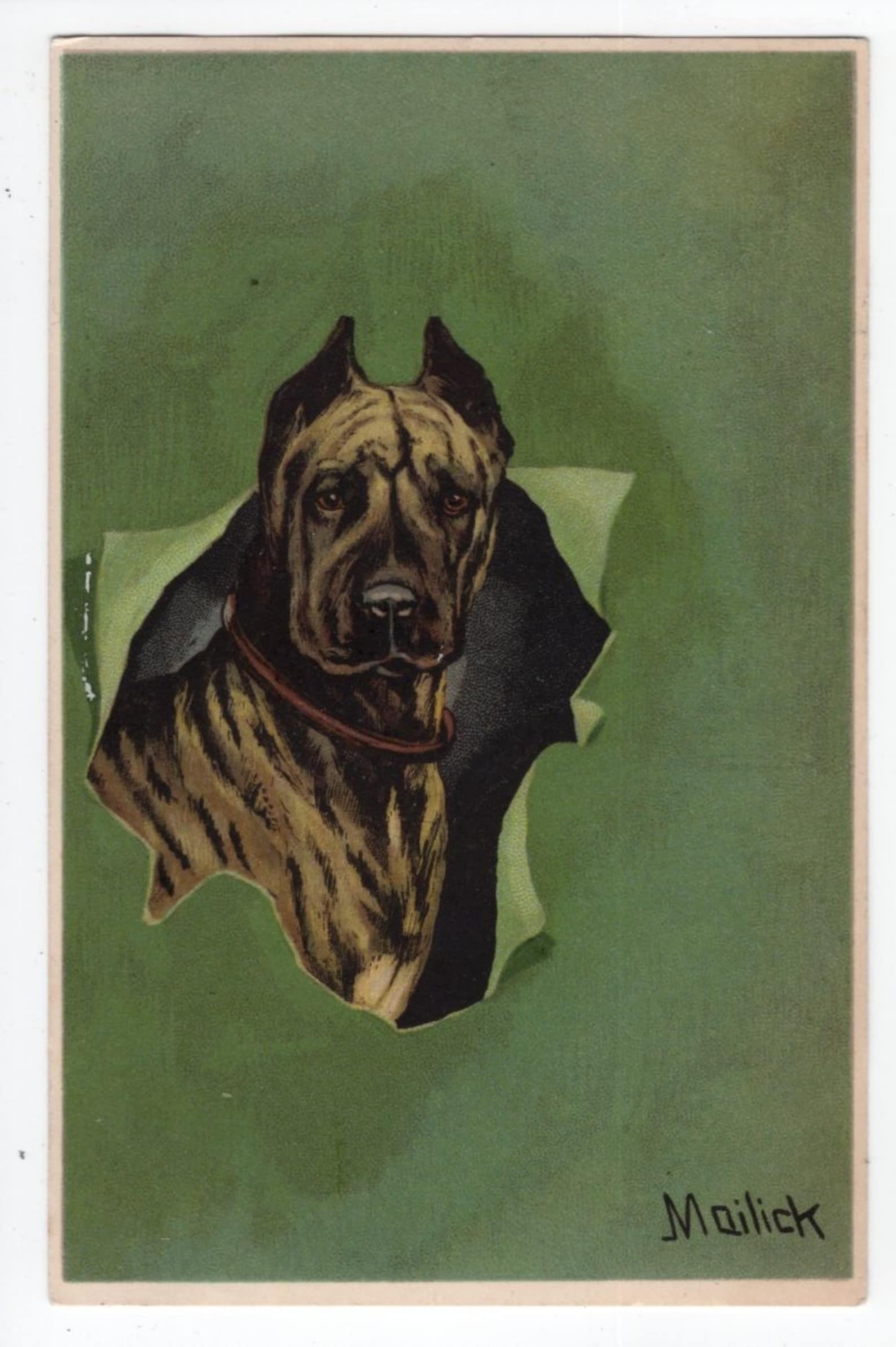 Original 1900s Great Dane Artist Signed Illustrated Antique Postcard ...
