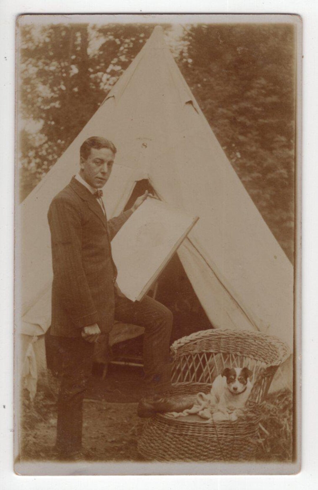 Original 1910s Artist & Jack Russell Terrier Real Photo Postcard ...