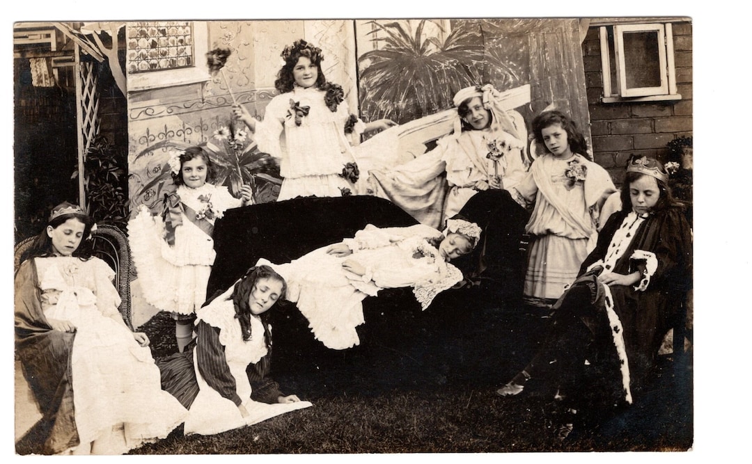 Original 1900s Little Girls in Costumes Real Photo Postcard - Antique ...