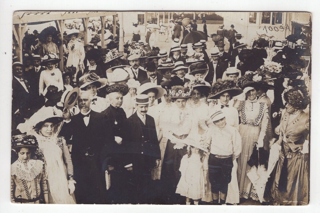 Original 1900s Large Group of People Real Photo Postcard - Antique ...