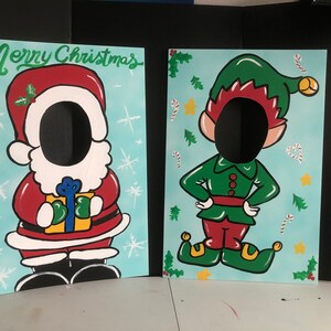 Santa Photo Prop- Santa Face Hole- Elf Face in Hole- Santa Photo Booth ...
