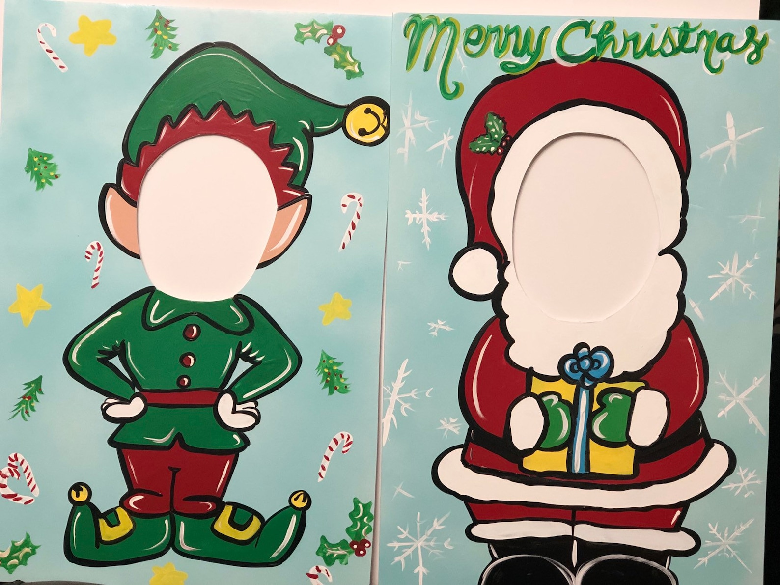 Santa Photo Prop Santa Face Hole Elf Face in Hole Santa - Etsy Canada