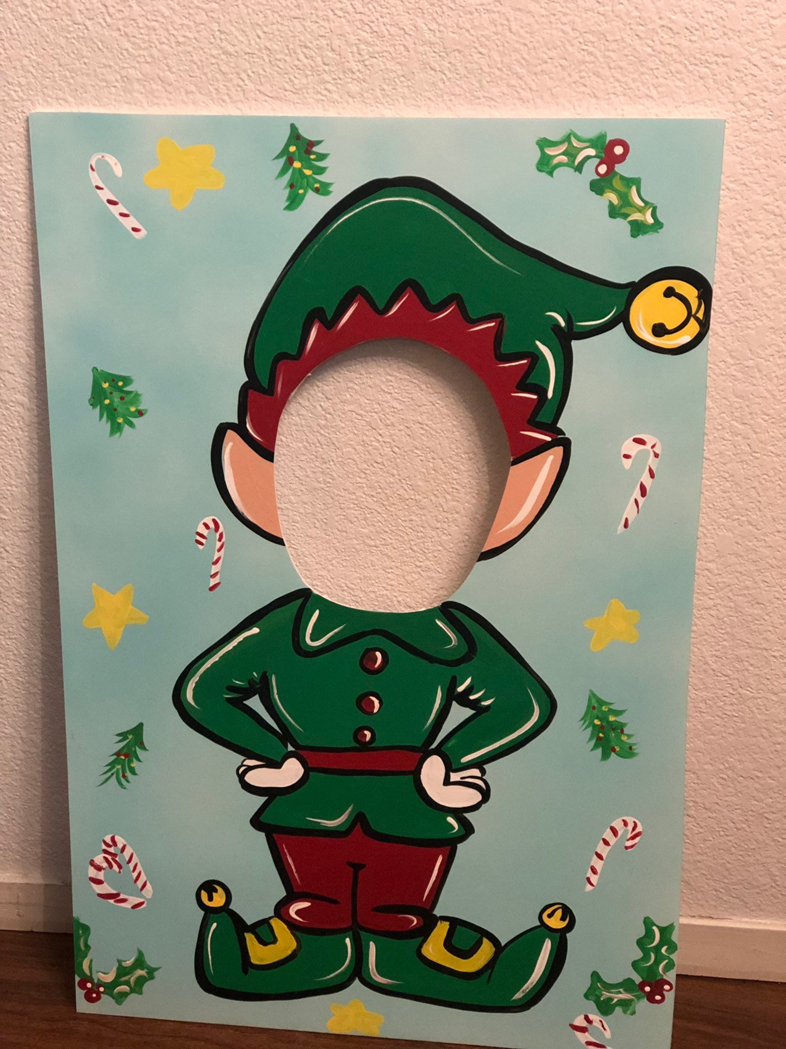 Santa Photo Prop Santa Face Hole Elf Face in Hole Santa - Etsy