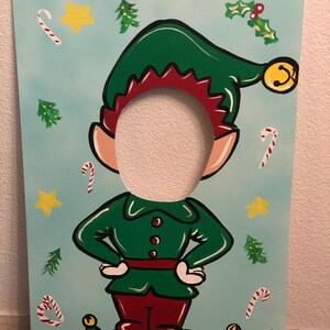 Santa Photo Prop- Santa Face Hole- Elf Face in Hole- Santa Photo Booth ...
