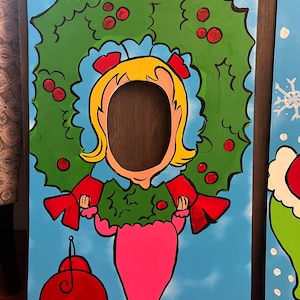 Christmas Party Prop- Christmas Face in Hole- Christmas Photo Booth ...
