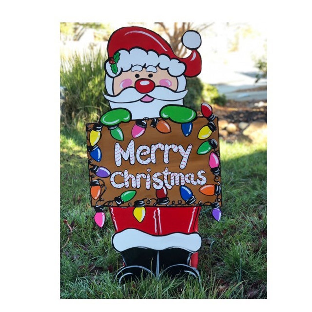 Santa Yard Sign- Christmas Yard Art- Santa Outdoor Decoration- Santa ...