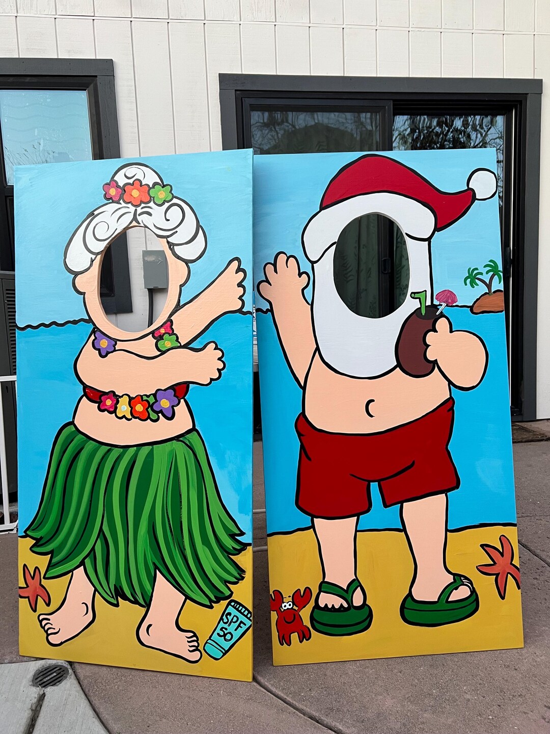 Santa Yard Sign- Christmas Yard Cutout- Santa Mrs Claus Cutout- Surf ...