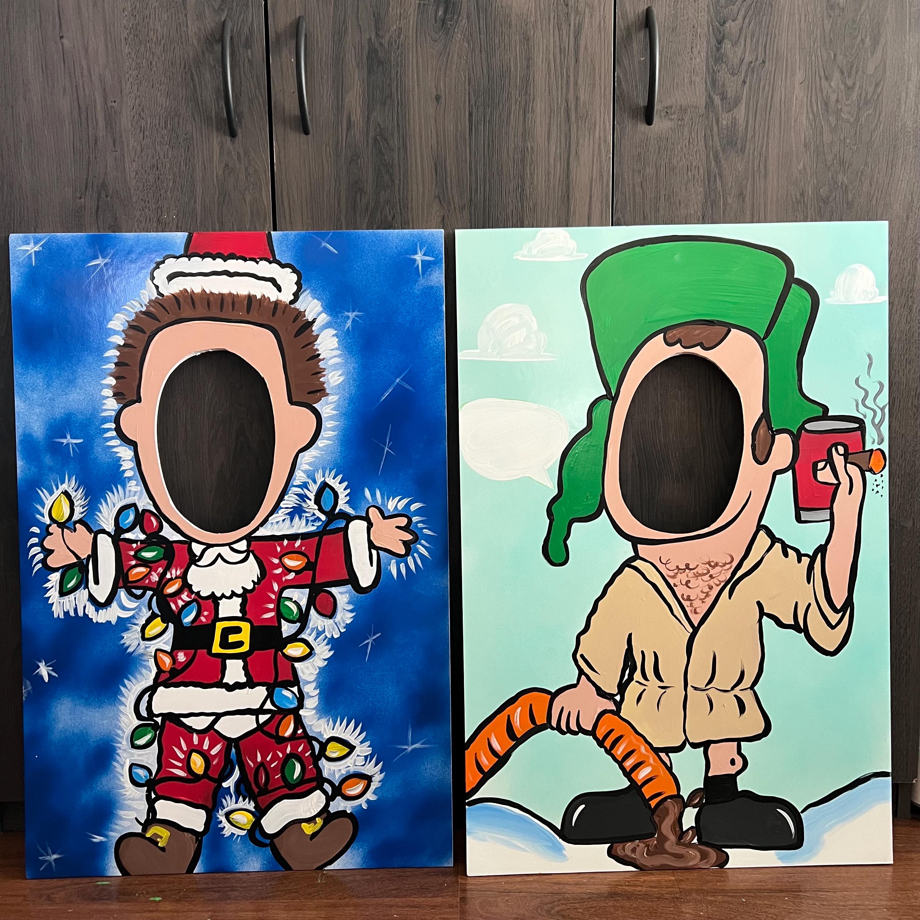 Christmas Party Prop- Christmas Face in Hole- Christmas Photo Booth ...