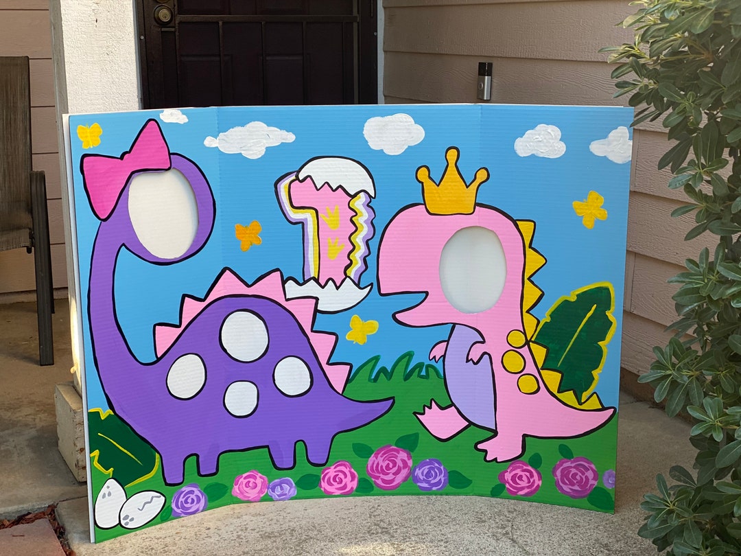 Pink Dinosaur Birthday- Dinosaur Party- Dinosaur Cutout- Dinosaur Photo ...