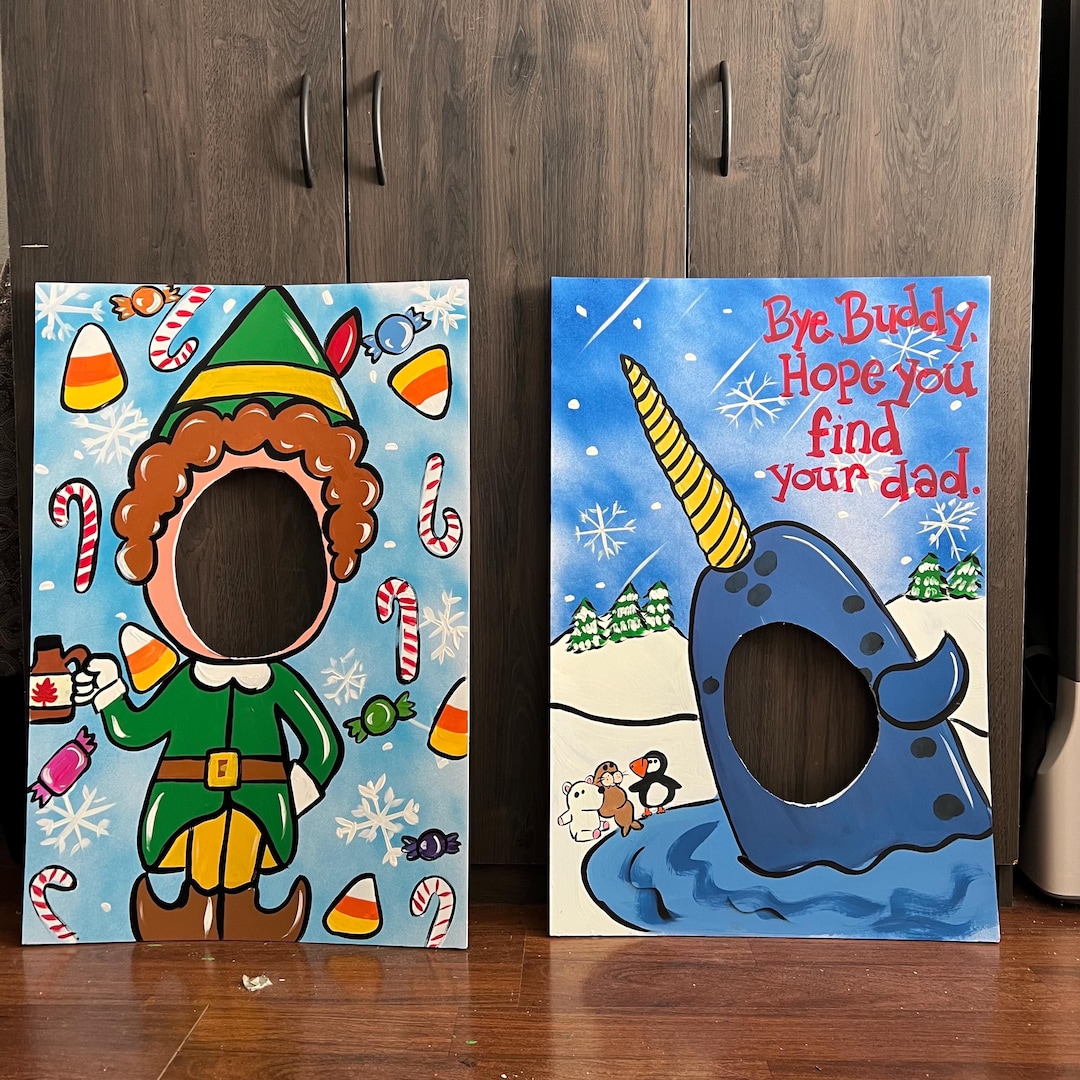 Christmas Party Prop- Christmas Face in Hole- Christmas Photo Booth ...