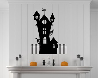 Halloween Wall Decal Haunted House Wall Decal Halloween - Etsy