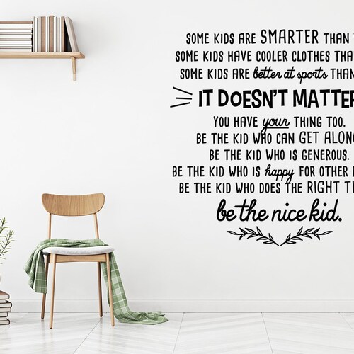 Be the Nice Kid Decal Classroom Wall Decal Teacher Wall | Etsy