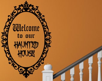 Halloween Wall Decal, Haunted House Wall Decal, Halloween Decal - Etsy