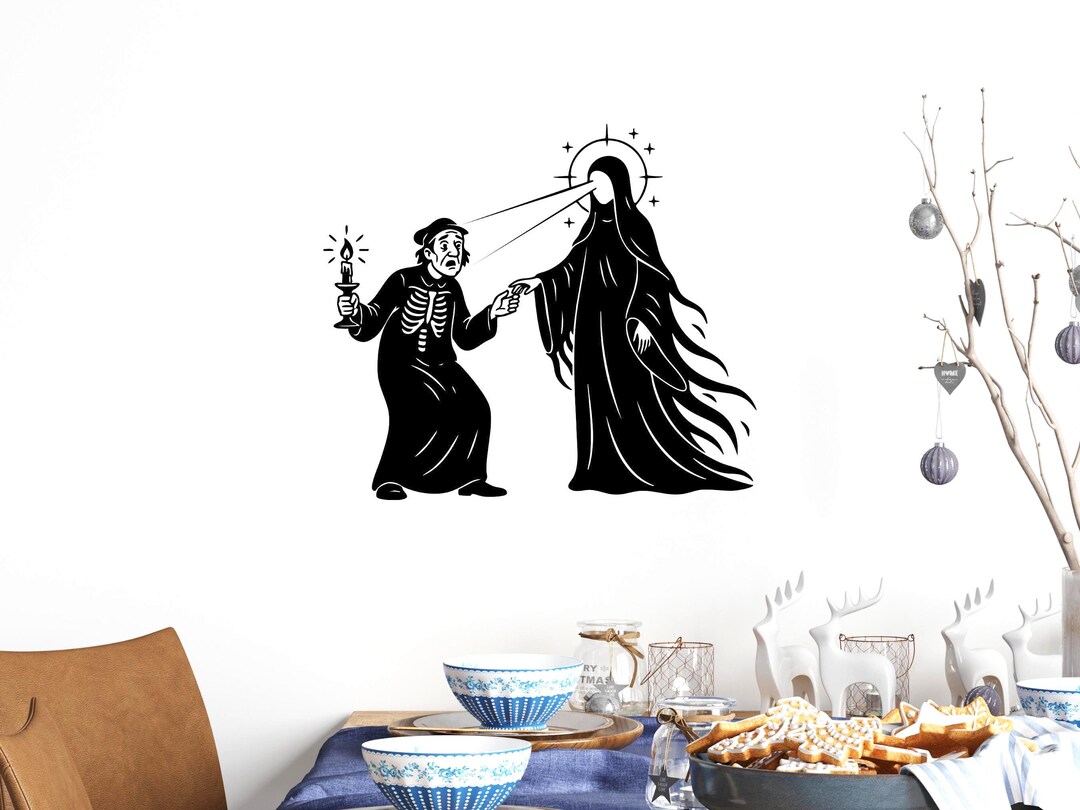 Scrooge & the Ghost of Christmas Future Decal - Gothic Christmas Decor ...