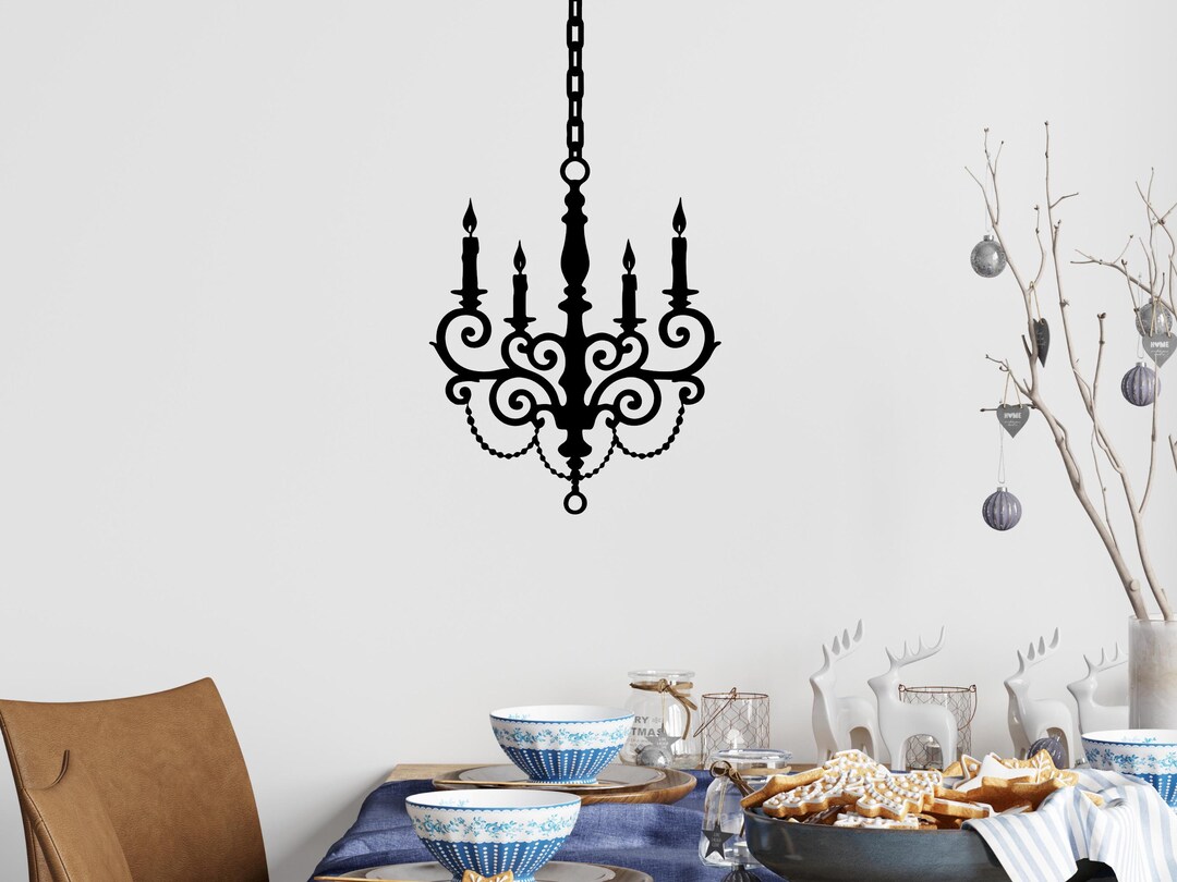 Gothic Chandelier Wall Decal - Elegantly Macabre Holiday Decor - Etsy