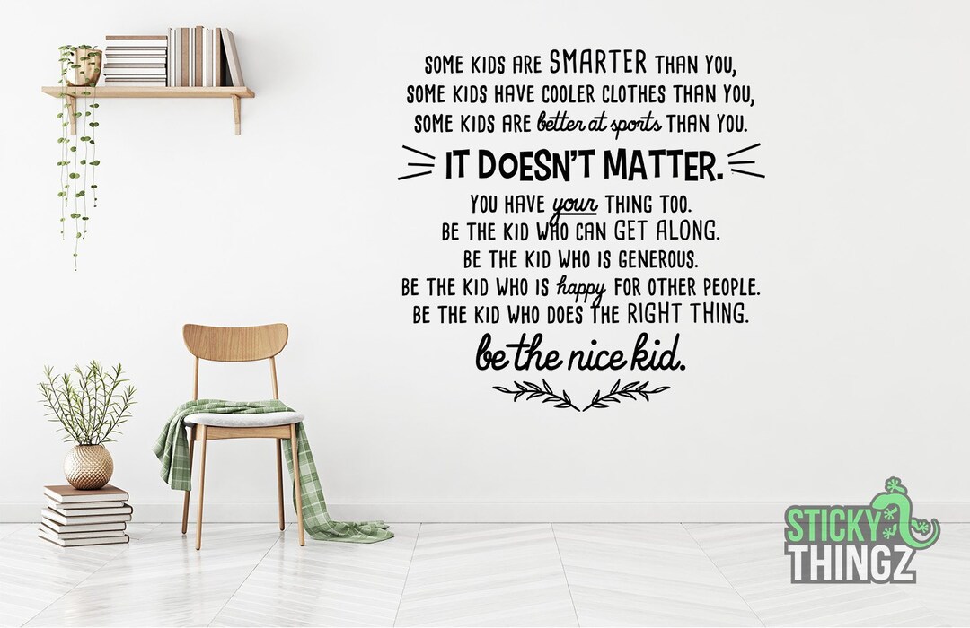 Be the Nice Kid Decal - Classroom Wall Decal - Teacher Wall Decal ...