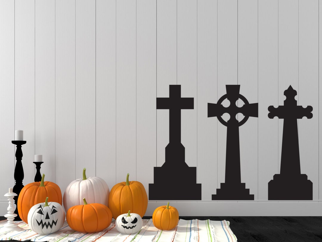 Halloween Headstone Wall Decal: Gothic Cemetery Decor - Set of 3 - Etsy