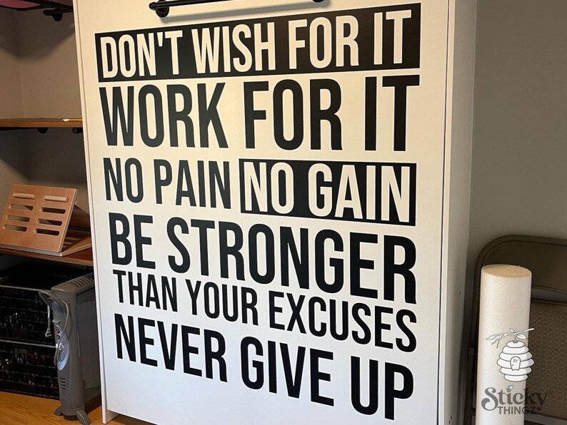 Custom Gym Wall Decal - Motivational Fitness Quote - Large Vinyl ...