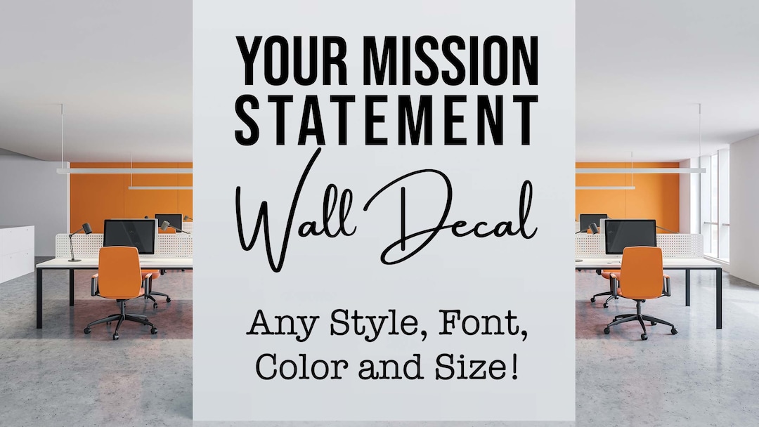 Custom Mission Statement Wall Decal - Personalized Vision Statement ...