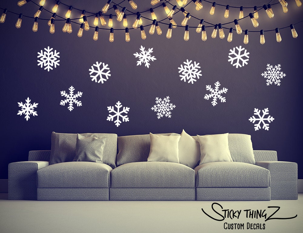 Snowflake Decals Snowflake Wall Decals Christmas Wall Decal Etsy