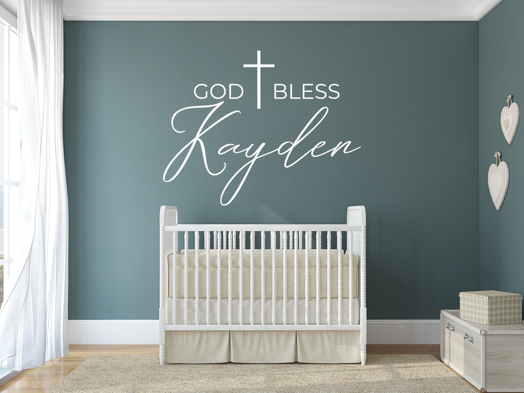 Personalized God Bless Baby Name Wall Decal: Nursery Decor - Etsy