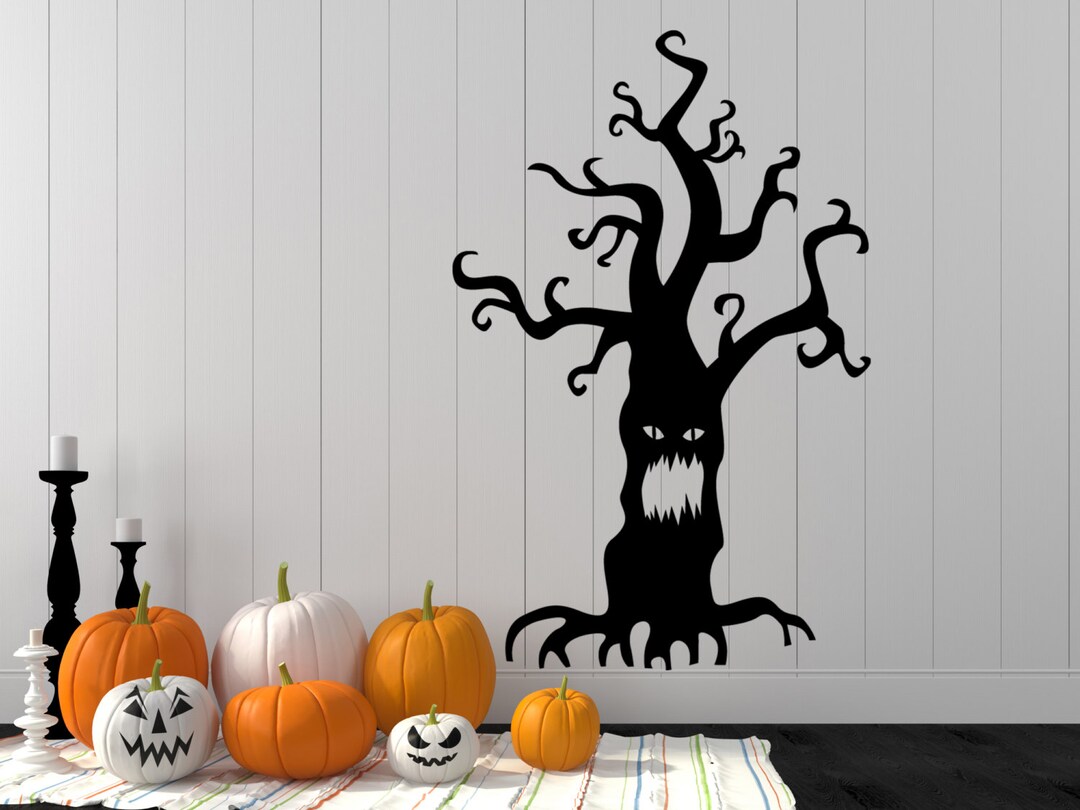 Halloween Decal, Halloween Wall Decal, Spooky Tree Decal, Tree Decal ...