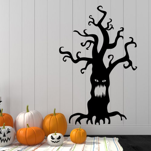 Halloween Decal Halloween Wall Decal Spooky Tree Decal Tree - Etsy