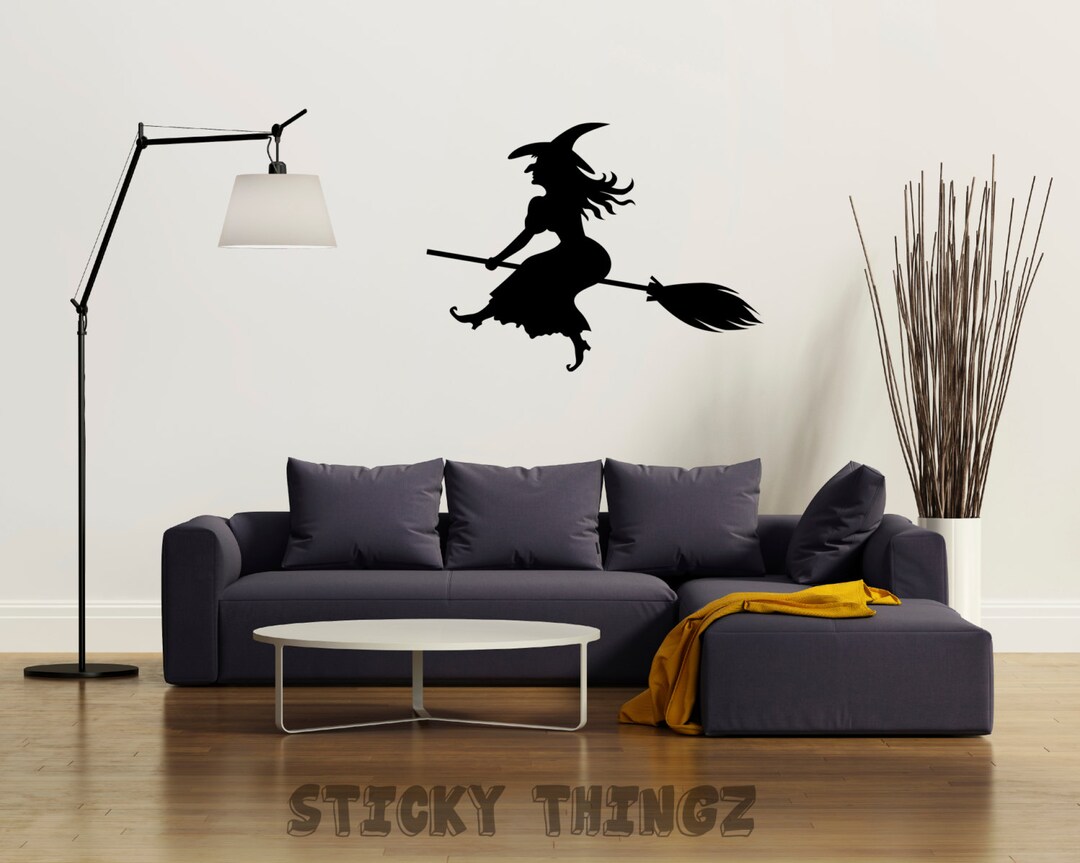 Halloween Decal, Halloween Wall Decal, Witch Decal, Flying Witch Decal ...