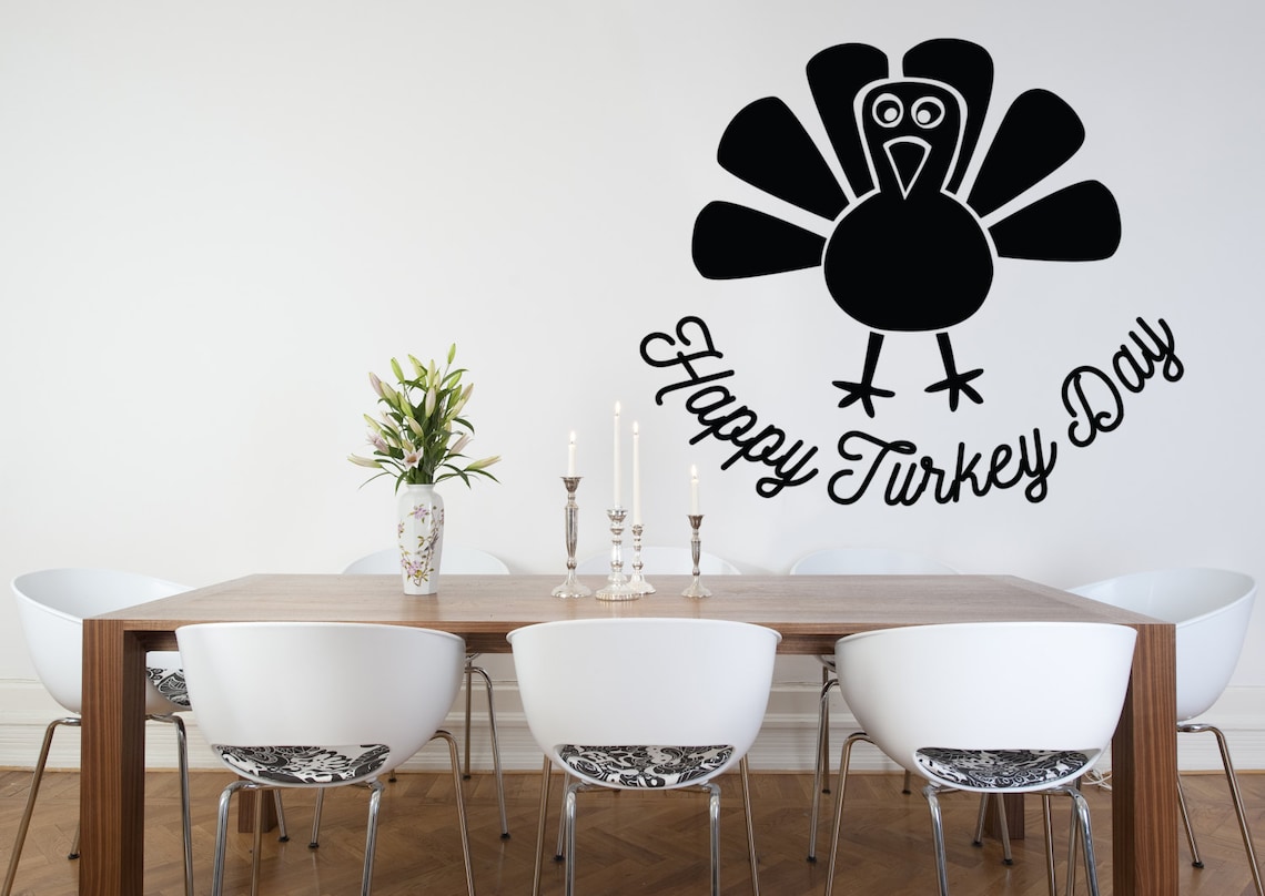 Thanksgiving Wall Decal Happy Turkey Day Turkey Decal Fall - Etsy