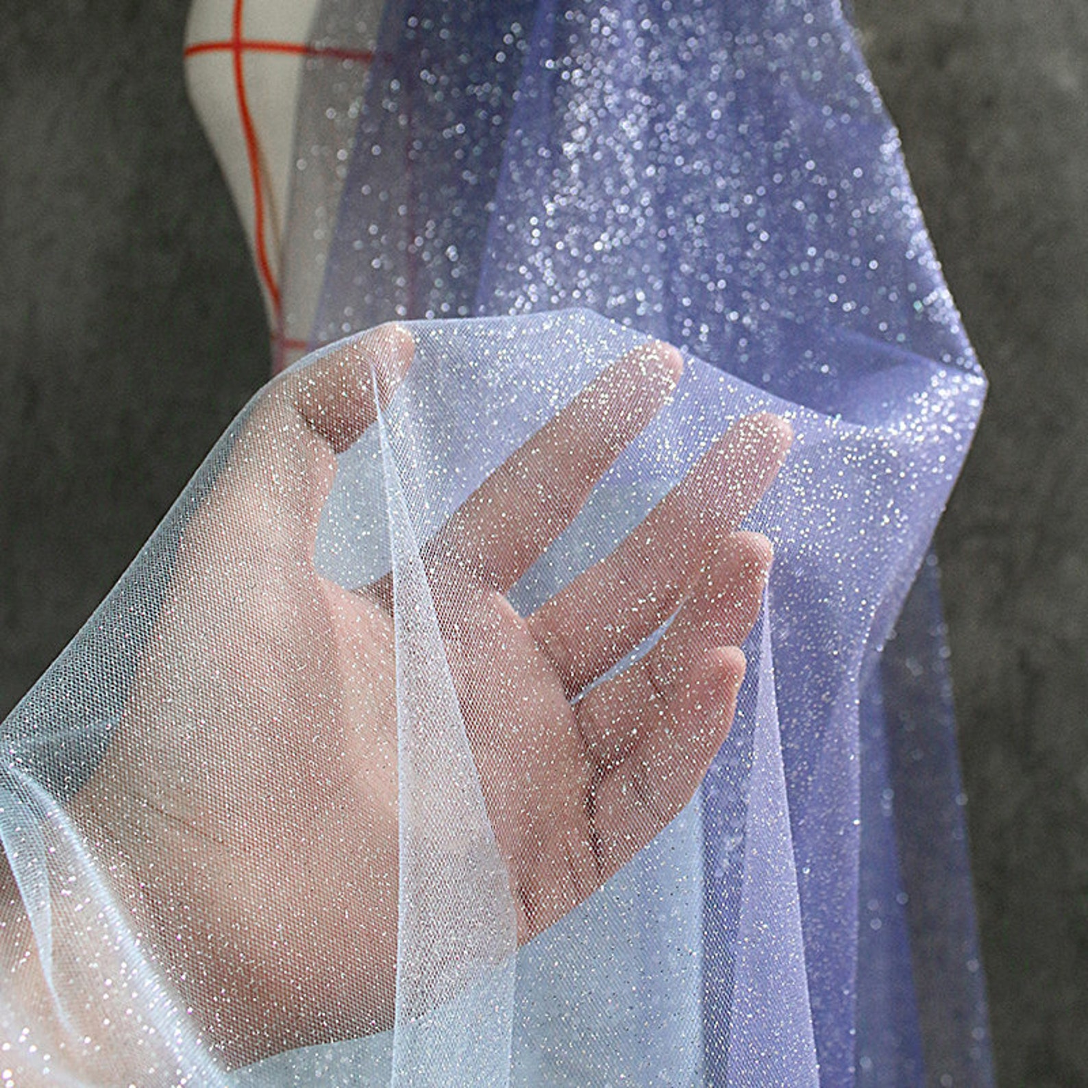 Blue Star Sea Gradual Spraying Gold Mesh Perspective Fabric | Etsy