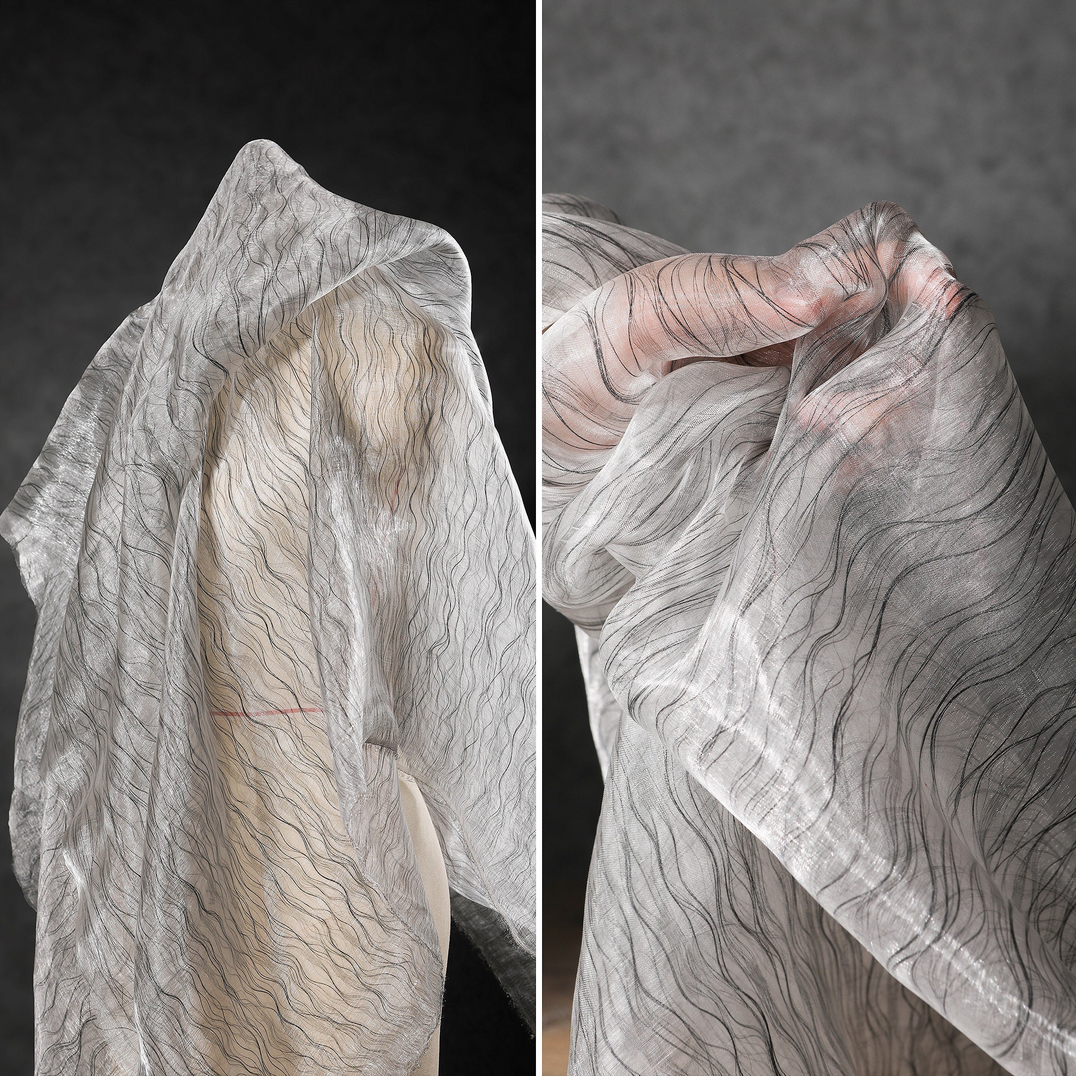 Laminated thread See-through organza Fabric 1/2 yard | Etsy