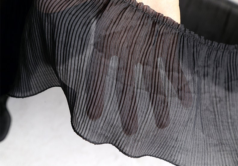 Pleated Wave Flounce Lace Fabric Black / White 1 Meter - Etsy