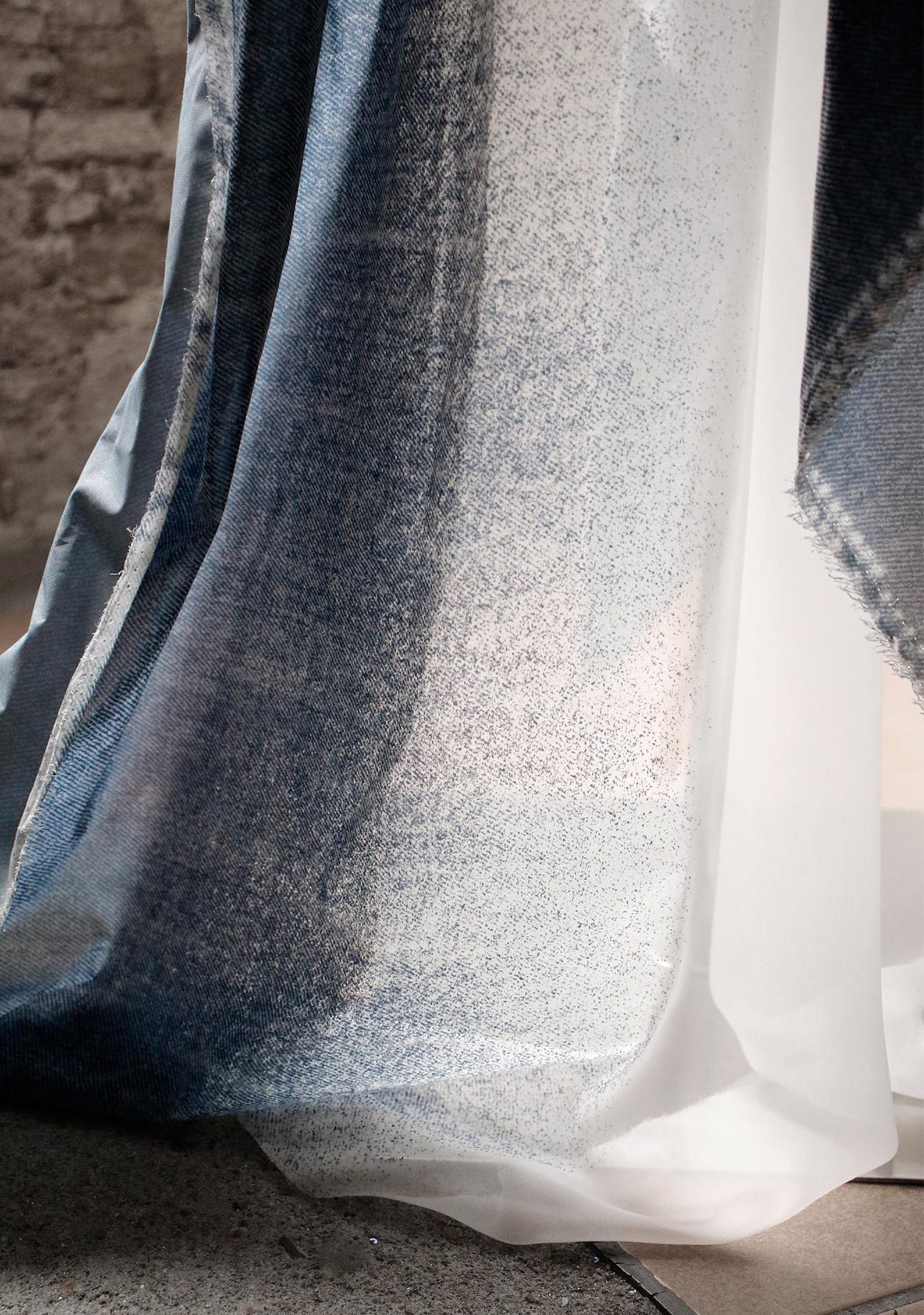 Gradient Denim Chiffon Fabric: Ombre Faux Silk Tulle, Couture ...